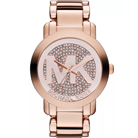 Michael Kors | Accessories | Michael Kors Rosegold Mk Logo Glitz ...